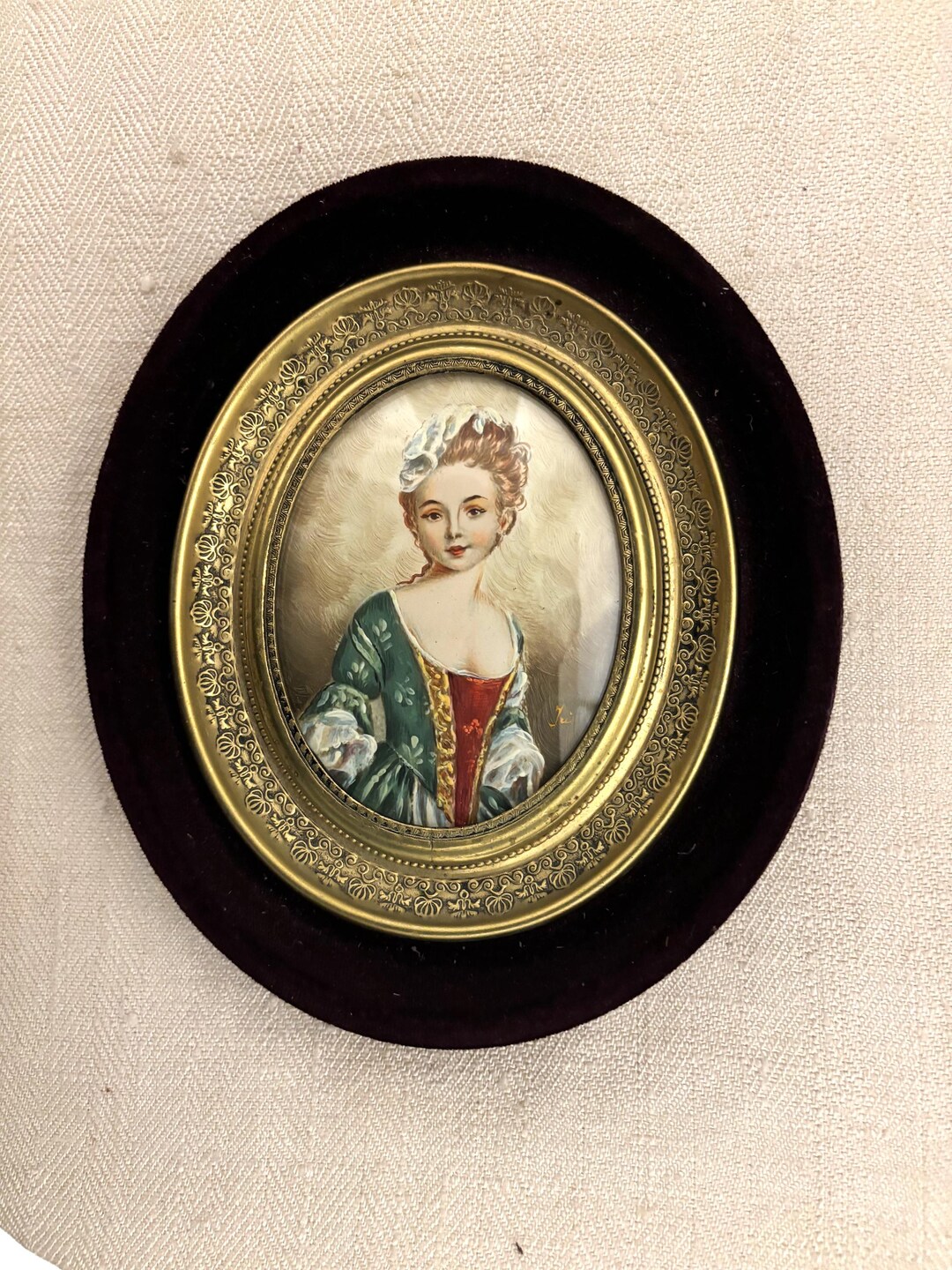 Antique French Miniature Portrait Painting - Etsy