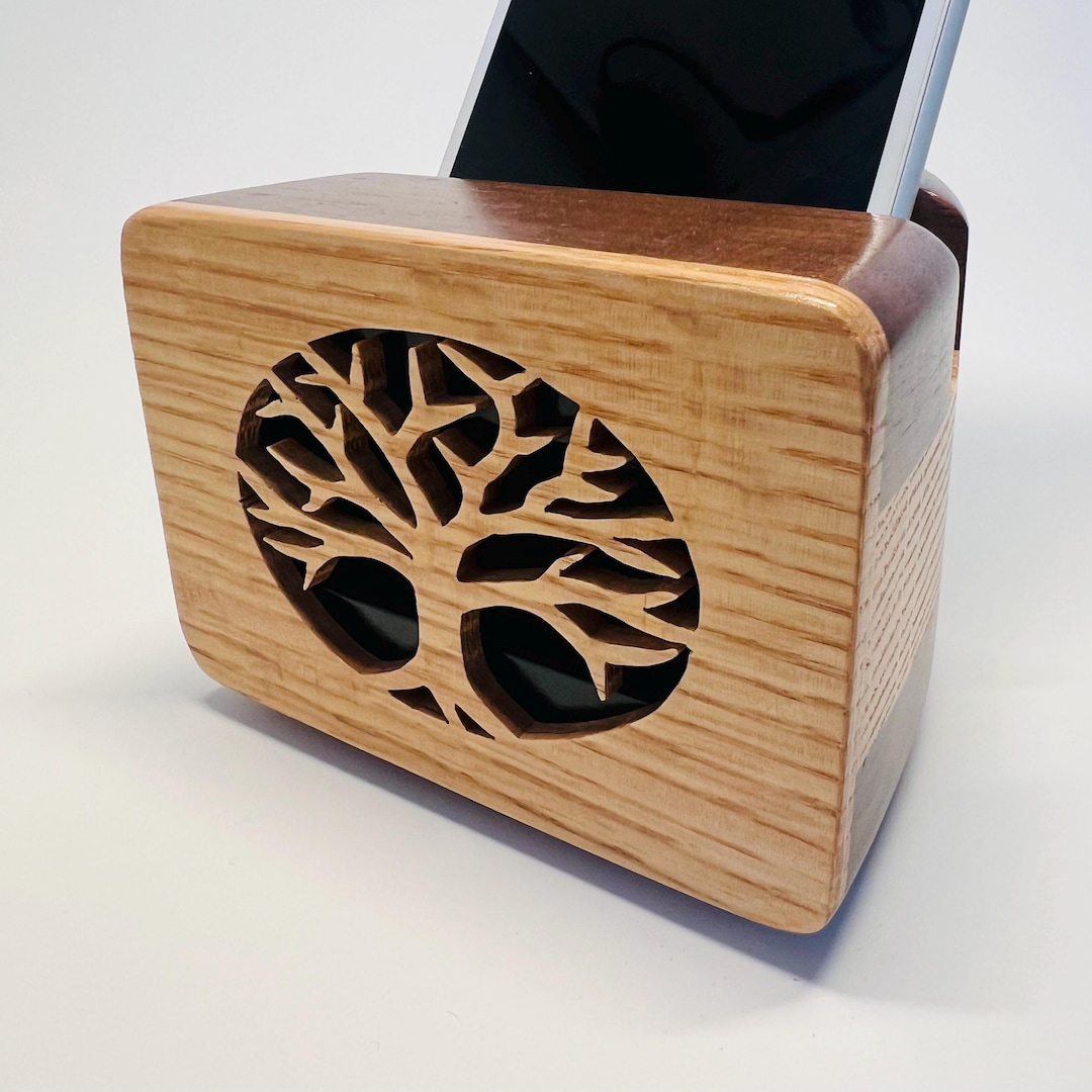 Walnut & Red Oak Cell Phone Speaker W/ Tree of Life - iPhone Speaker ...