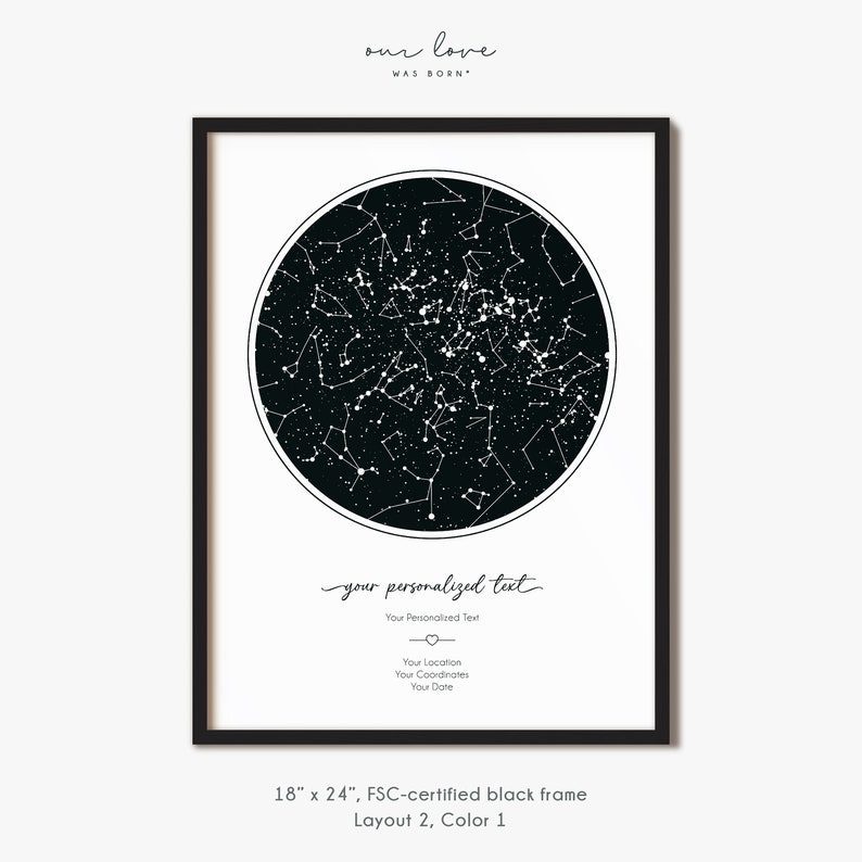 Custom Star Map for Birthday - Star Map Baby Birth Date - Night Sky the ...