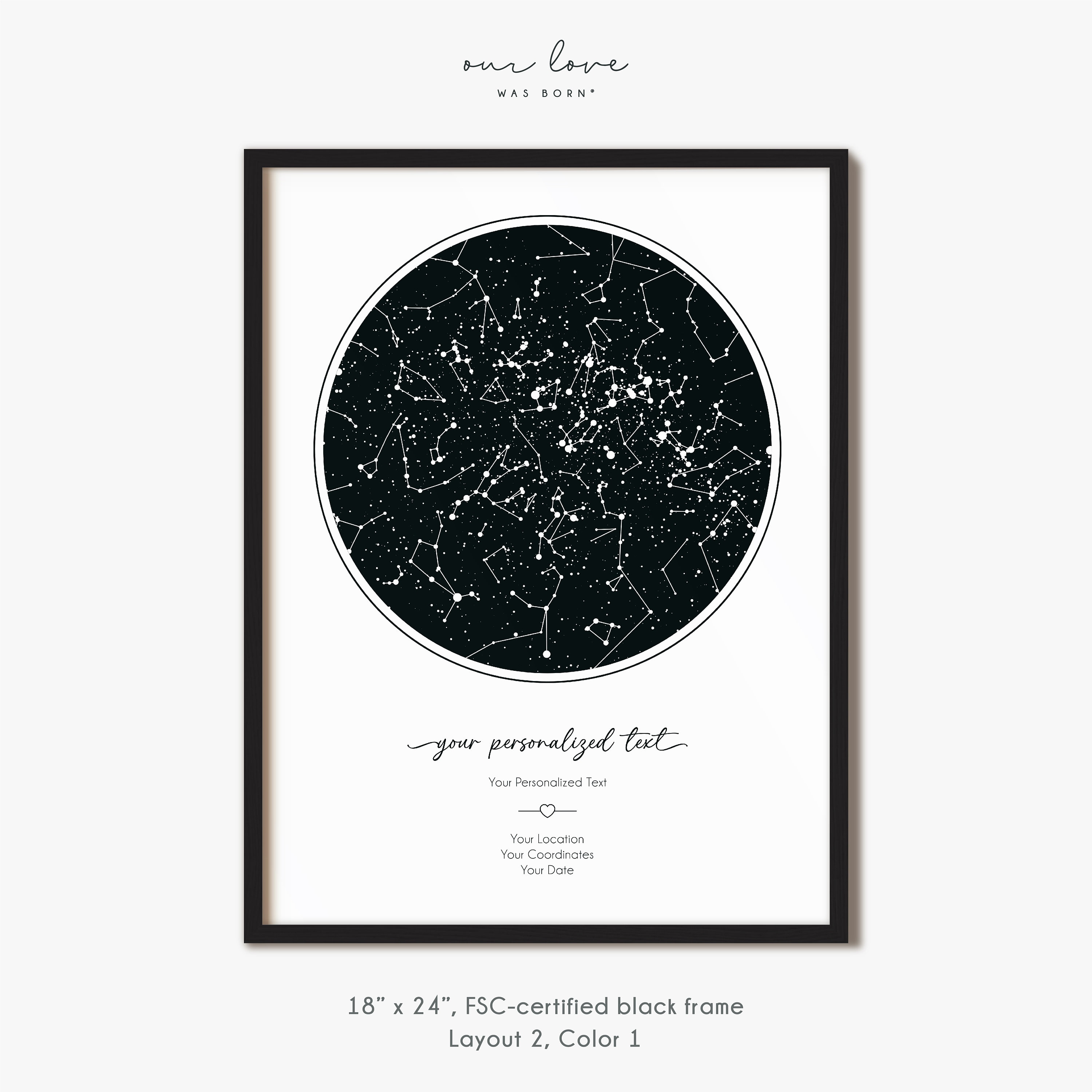 Custom Star Map for Birthday - Star Map Baby Birth Date - Night Sky the ...
