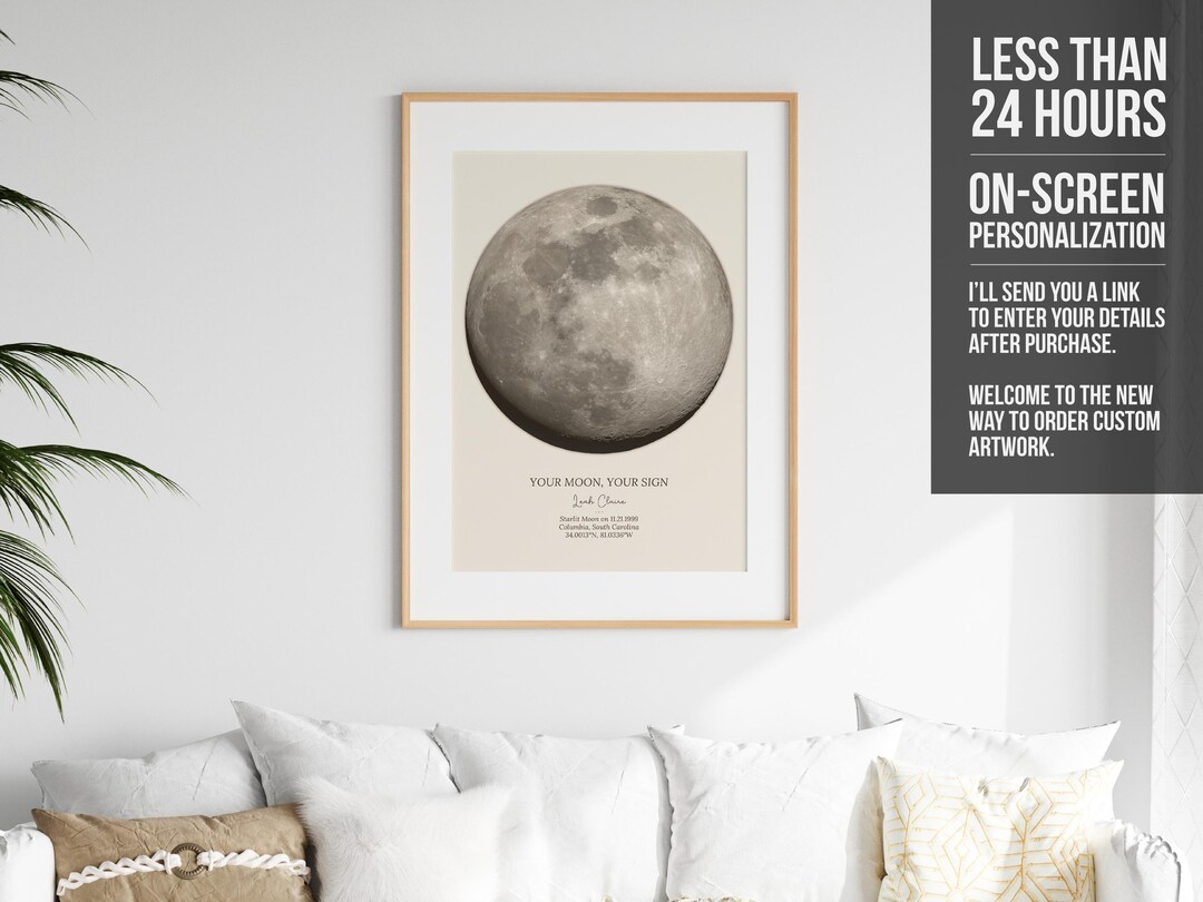 Personalized Moon Phase Print | Custom Zodiac Birthday Lunar Artwork ...