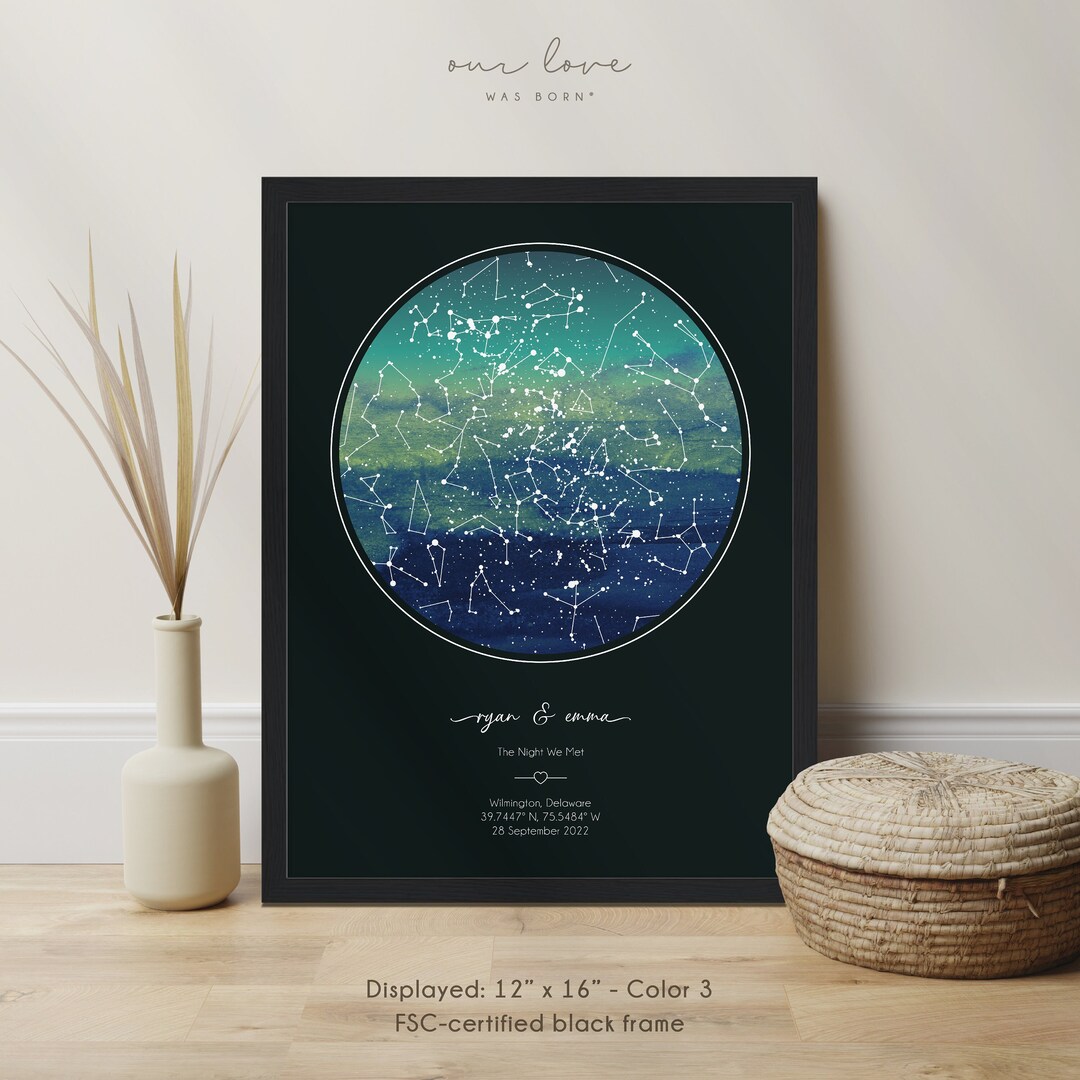 Anniversary Star Map Print, Custom Boyfriend Gift Anniversary ...