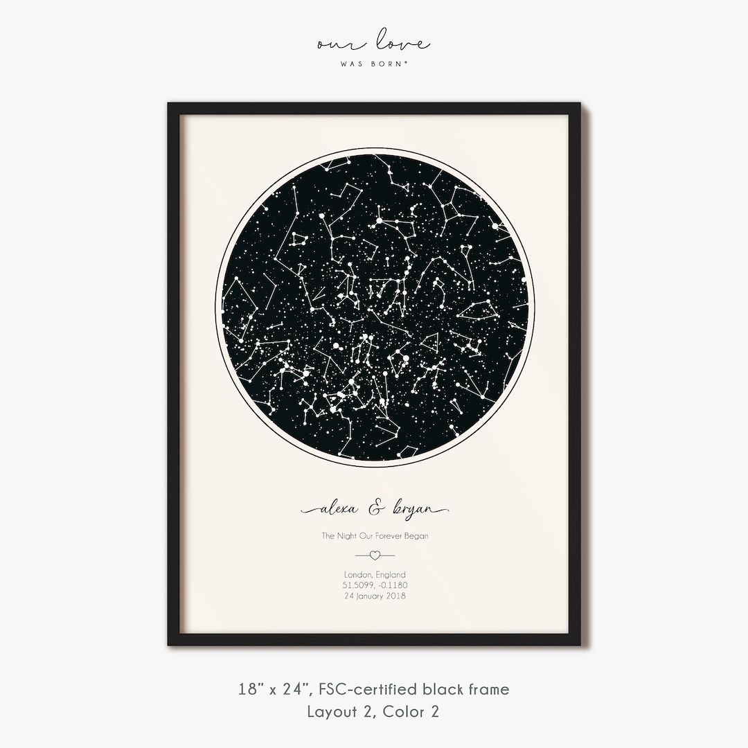 Personalized Star Map Gift - Wedding, Anniversary and Engagement ...