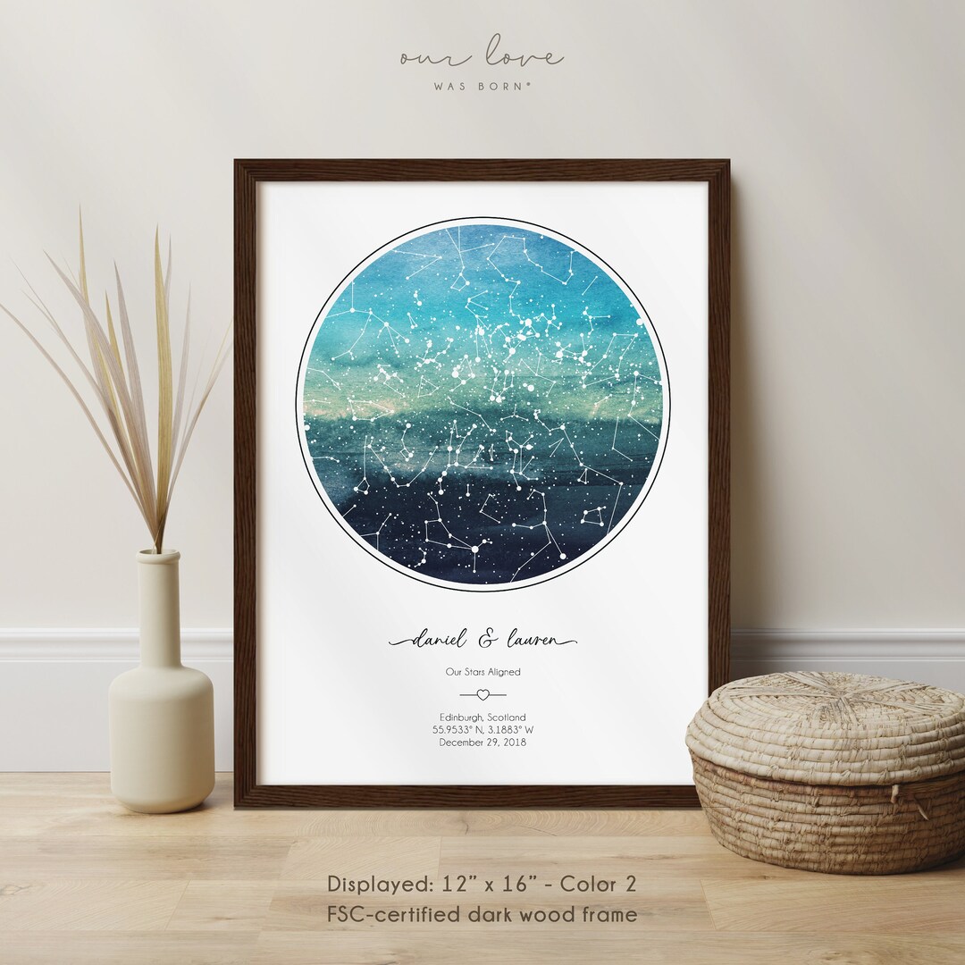 Star Map Anniversary Gift for Husband, Wedding Anniversary Gift for Him ...