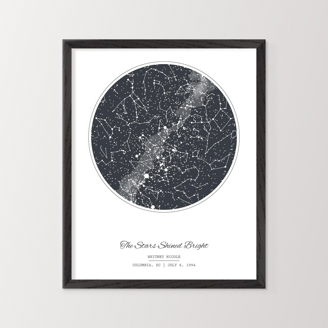 Birthday Star Map Gift – Custom Night Sky Print – Personalized Star Map ...