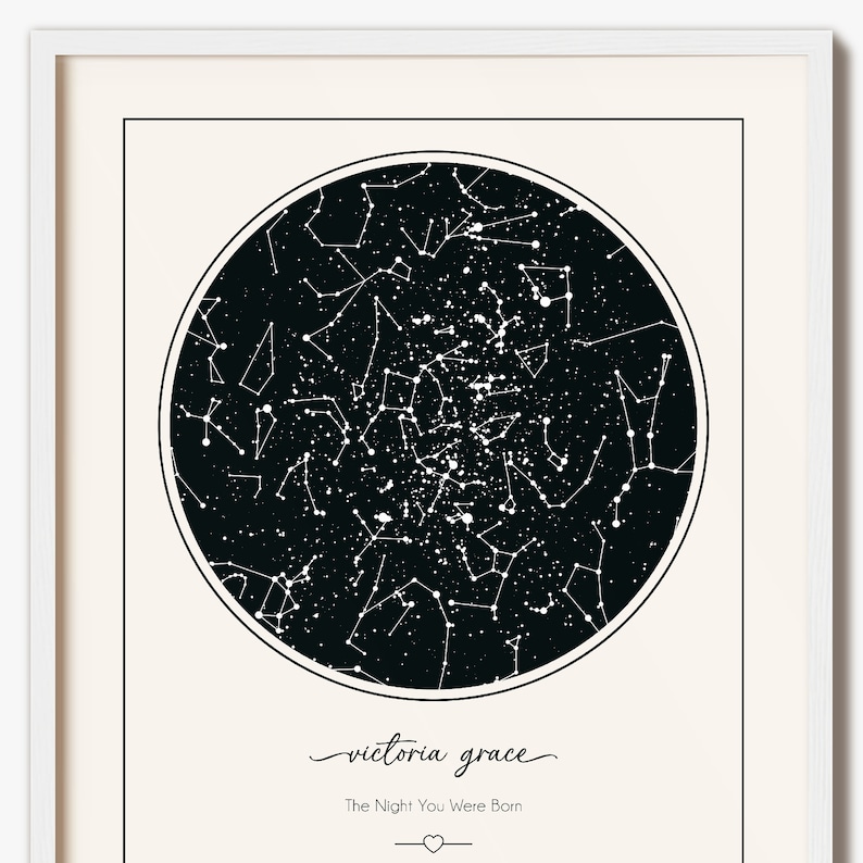 Custom Star Map for Birthday - Star Map Baby Birth Date - Night Sky the ...