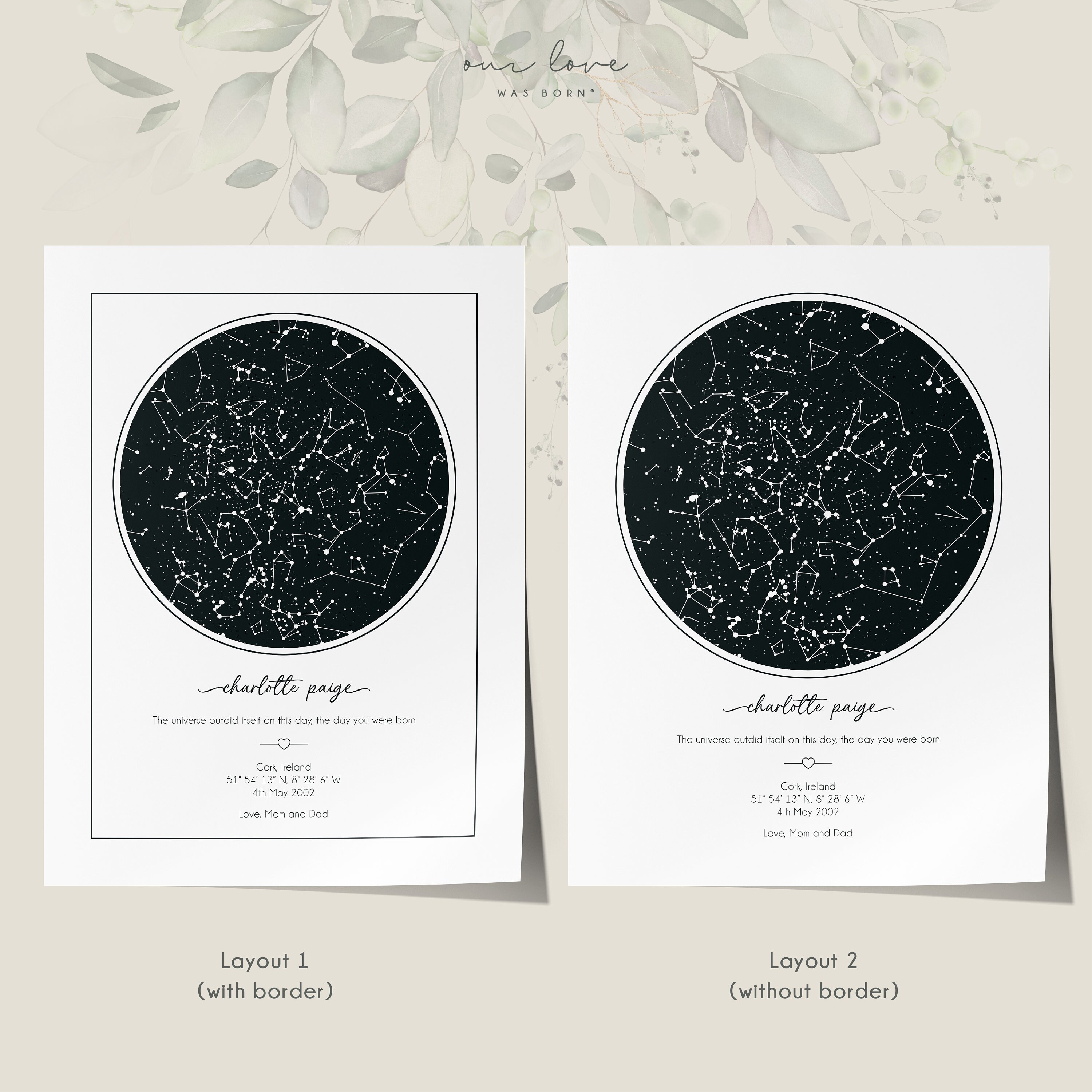 Custom Star Map for Birthday - Star Map Baby Birth Date - Night Sky the ...