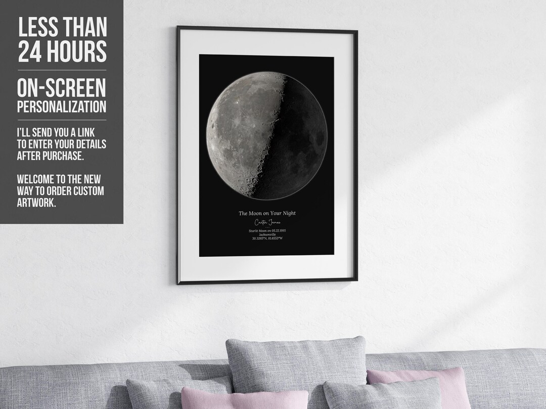 Personalized Moon Phase Print | Custom Lunar Artwork for Birthday ...