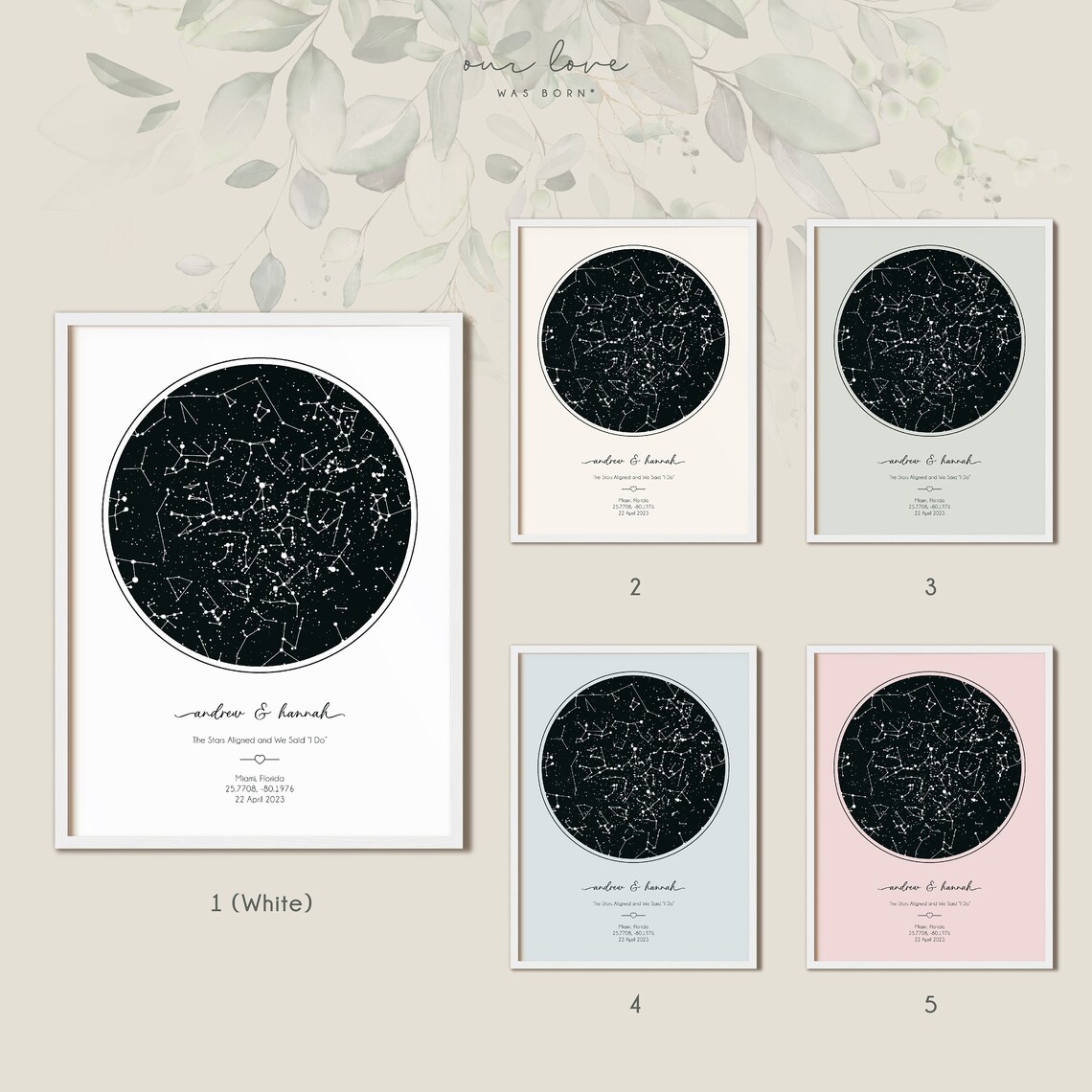 Custom Star Map for Birthday - Star Map Baby Birth Date - Night Sky the ...