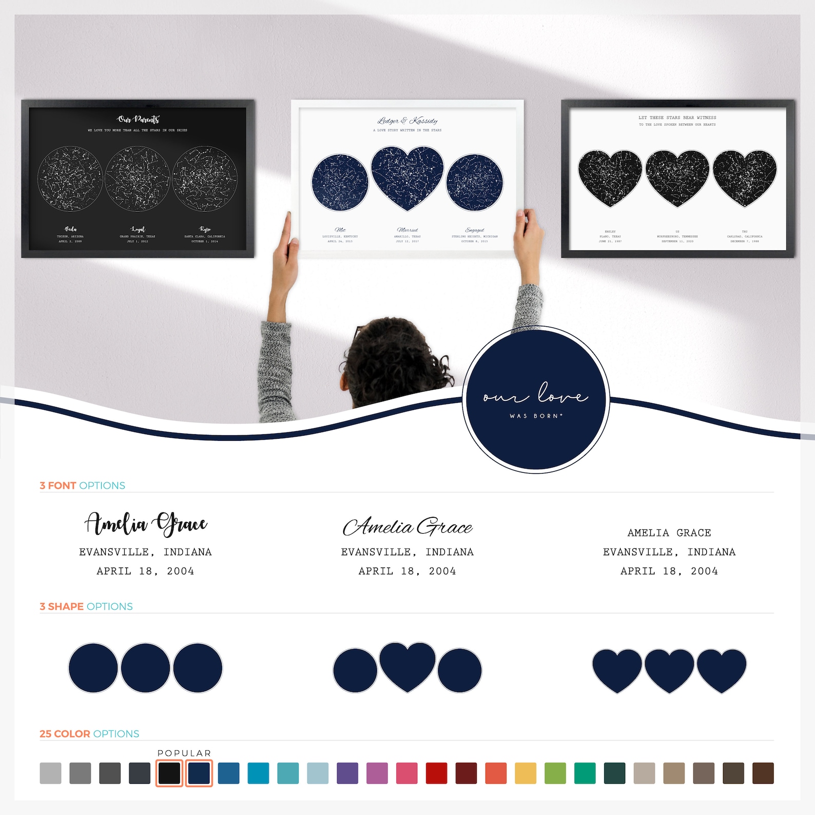 Constellation Wedding Gift Personalized Star Map Framed - Etsy