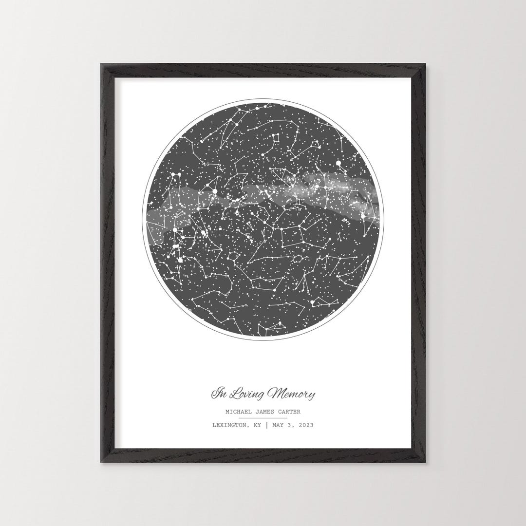 Memorial Star Map – in Loving Memory Gift – Custom Night Sky Print ...