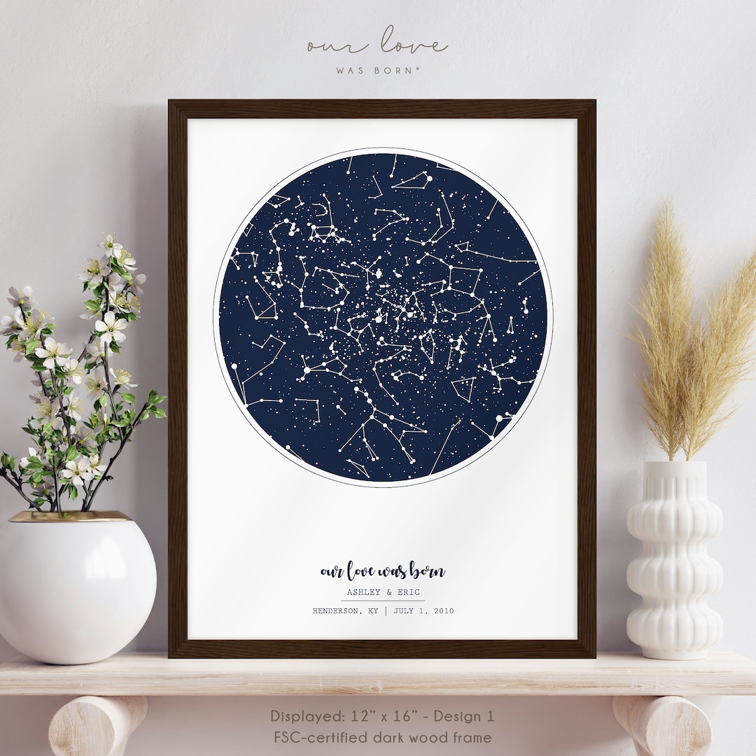 1 Location Star Map Constellation Chart Night Sky - Our Love Was Born ...