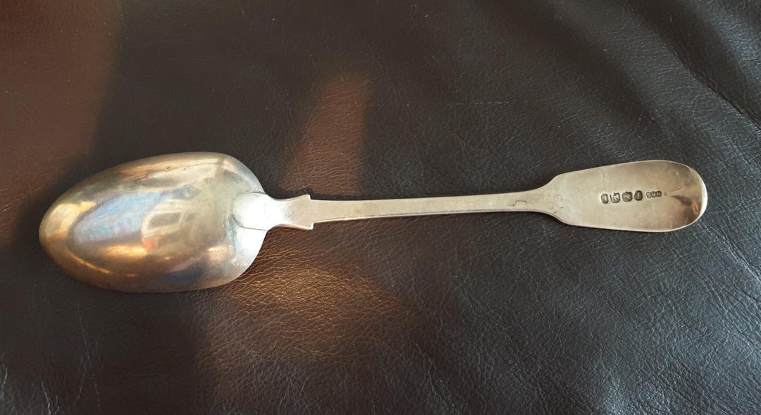 Rare, Large, Antique Victorian Sterling Silver Serving Spoon. Full UK ...