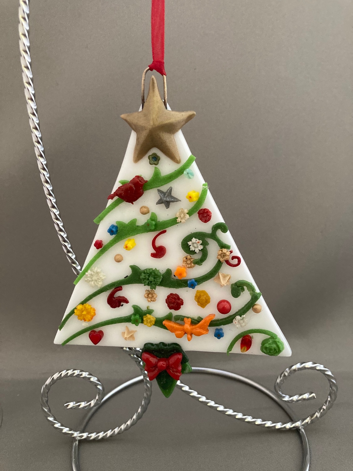 Fused Glass Christmas Tree Ornament - Etsy