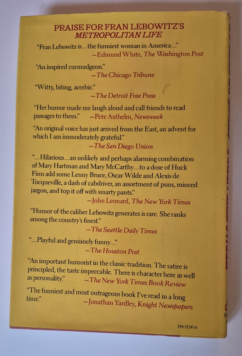 Fran Lebowitz - Social Studies: 1981 First Edition, 3rd Printing - Etsy