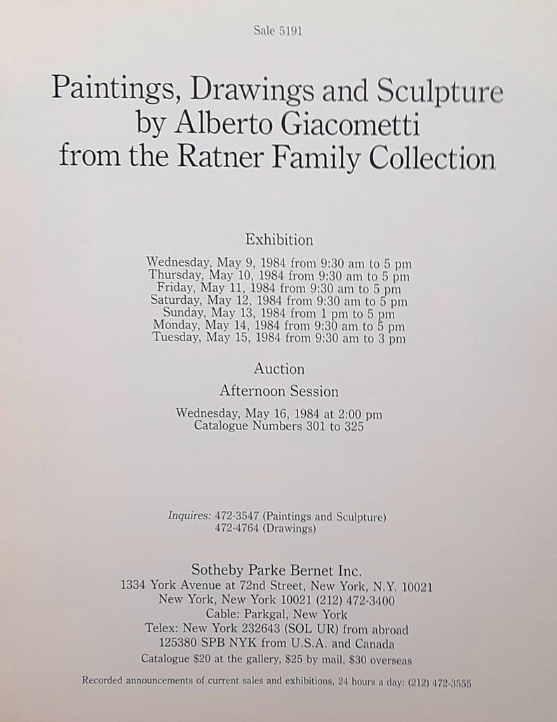GIACOMETTI 25 Notable Works by Giacometti From the Ratner Family ...