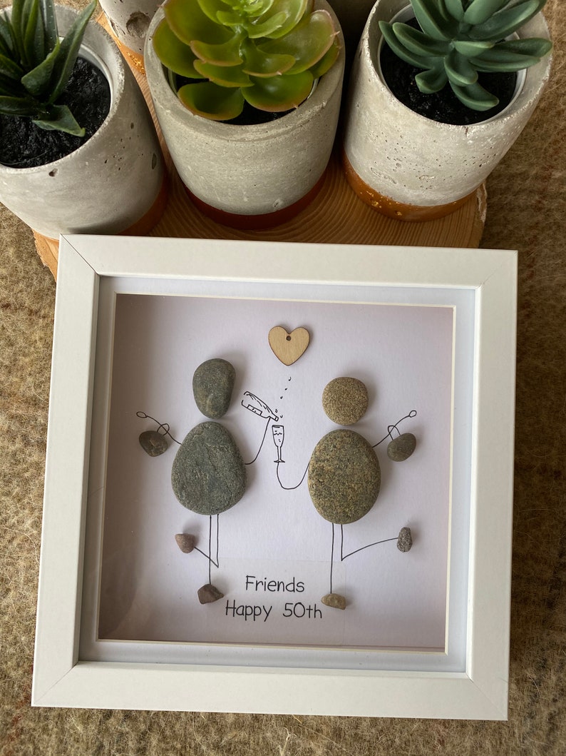 Pebble Art friends Two Lady Friends Celebrating - Etsy UK