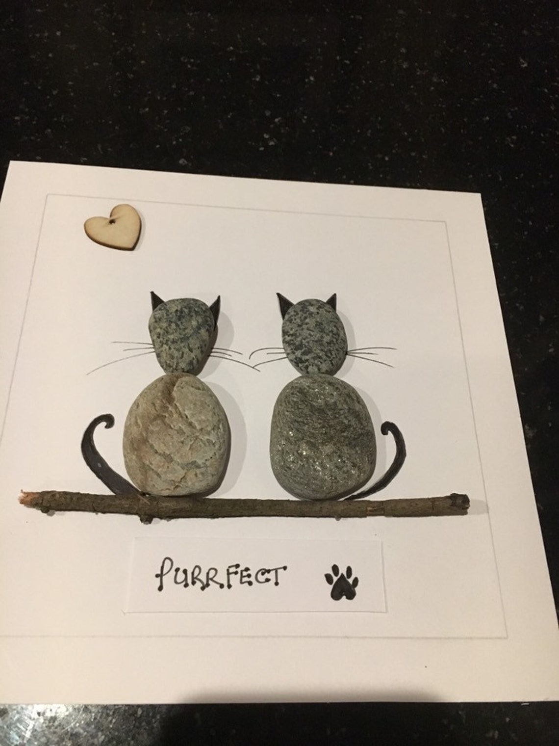 Cats Pebble Art Two Friendly Cats Contemplating Handmade in - Etsy UK
