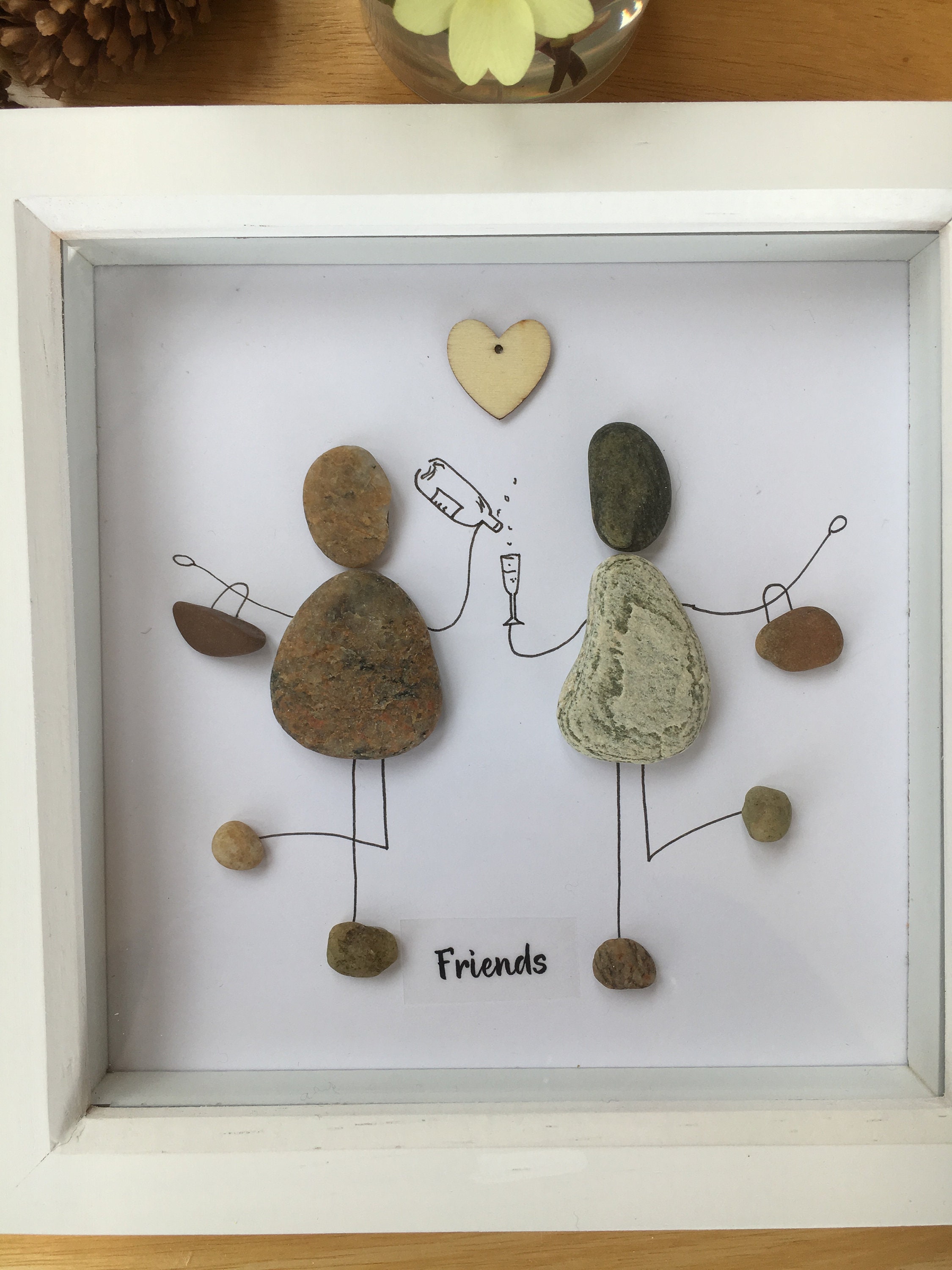 Pebble Art friends Two Lady Friends Celebrating - Etsy UK