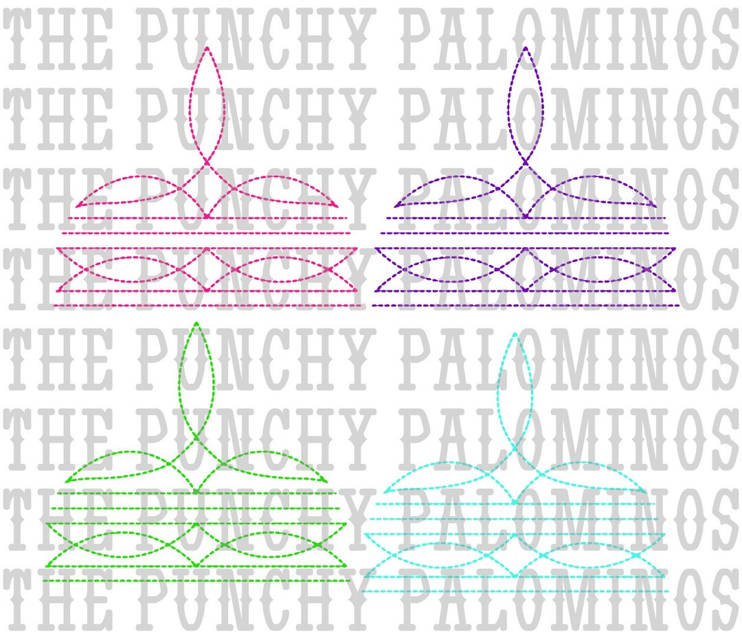 Western Cowboy Boot Stitch Bootstitch 4 Neon Colors Digital Download - Etsy