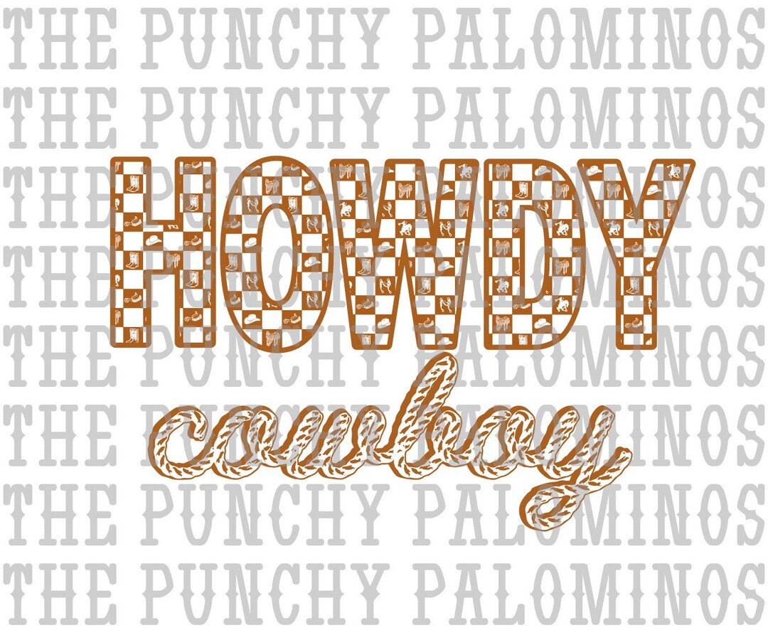 Western Checker Howdy Cowboy Digital Download - Etsy
