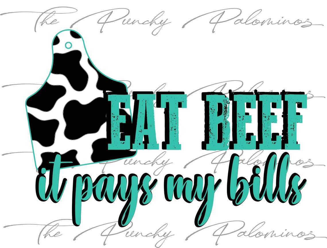 Cow Print Cattle Tag Eat Beef Western Digital Download | Etsy