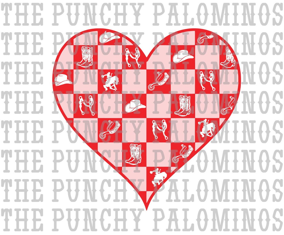Checkered Western Valentine Heart Digital Download - Etsy