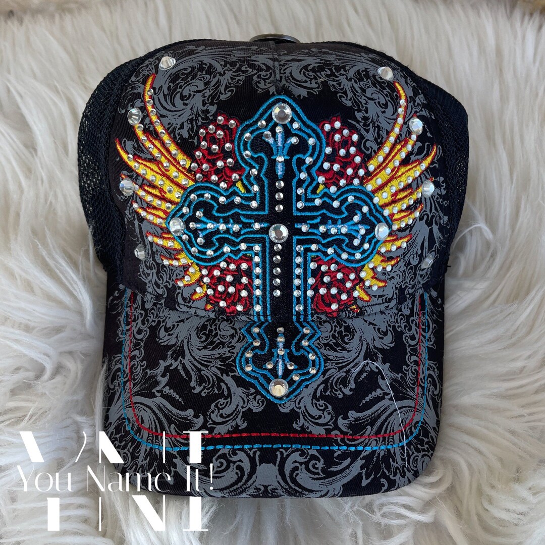 Cross With Wings Blinged Trucker Cap Super Sale - Etsy