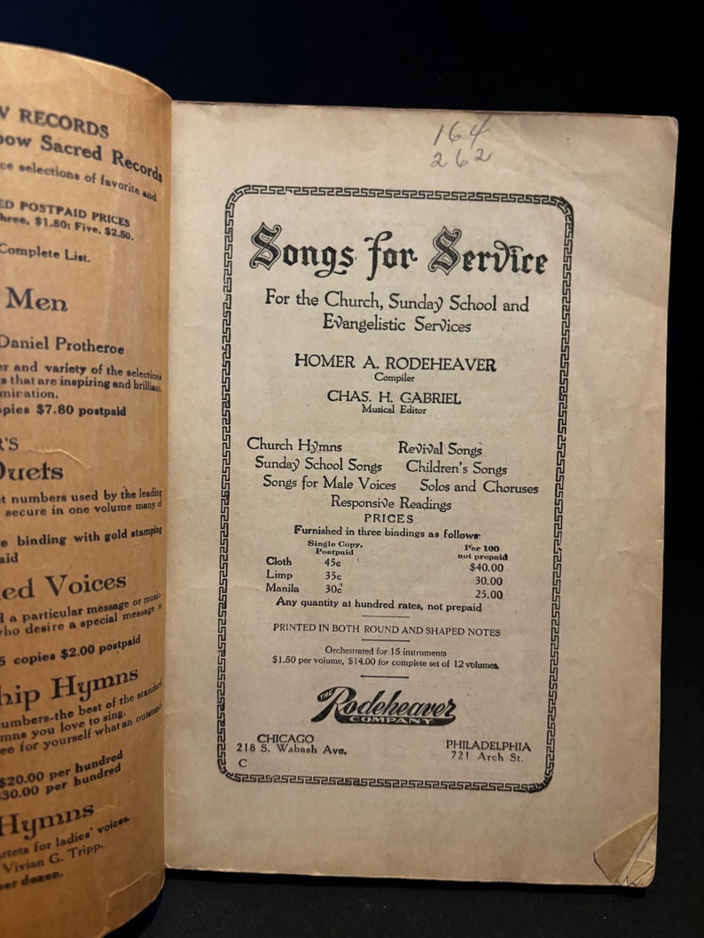 Songs for Service Homer Rodeheaver - Etsy