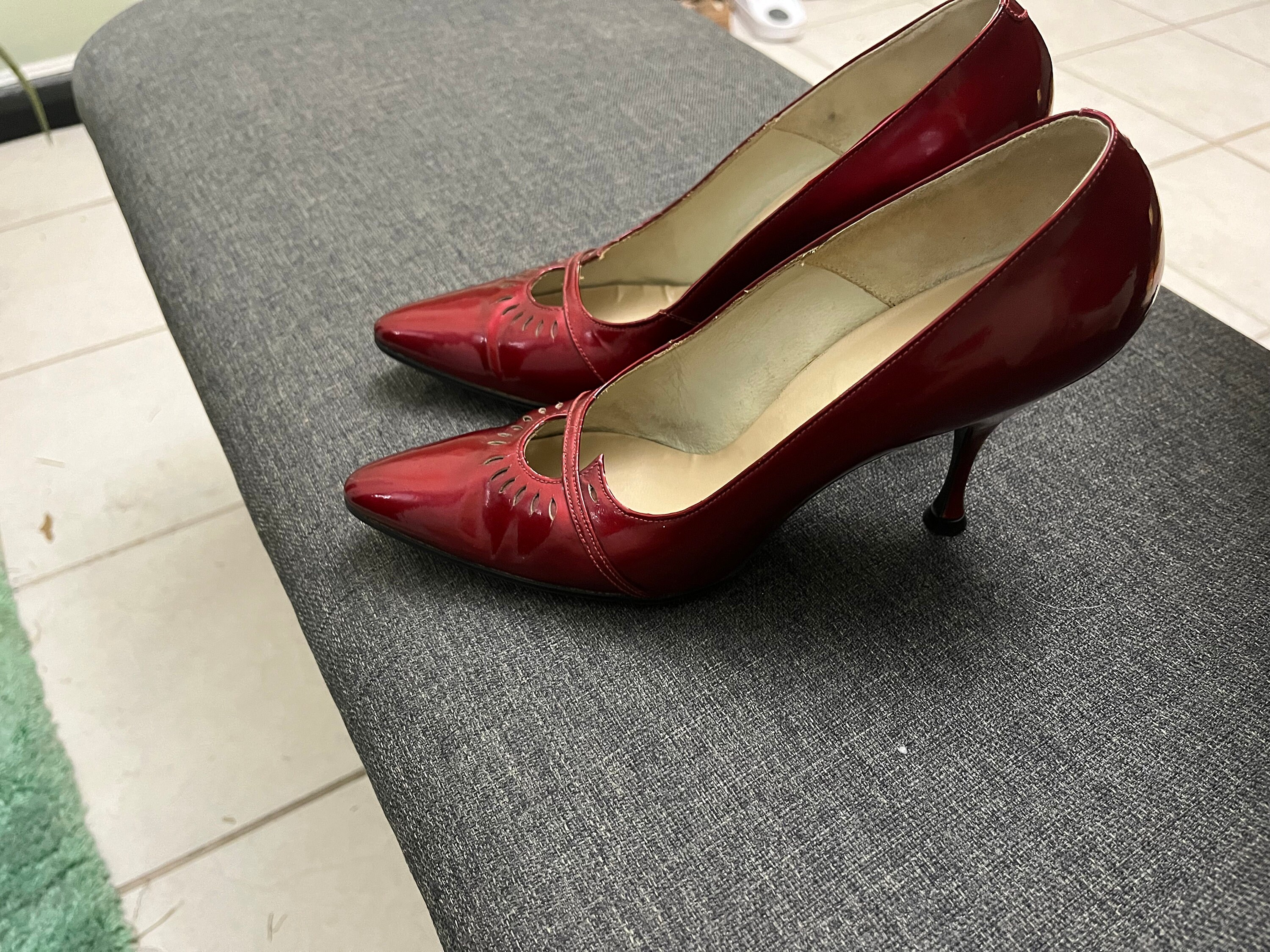 Vintage Handmade Red Patent Leather High Heel Pumps Sz 6M - Etsy