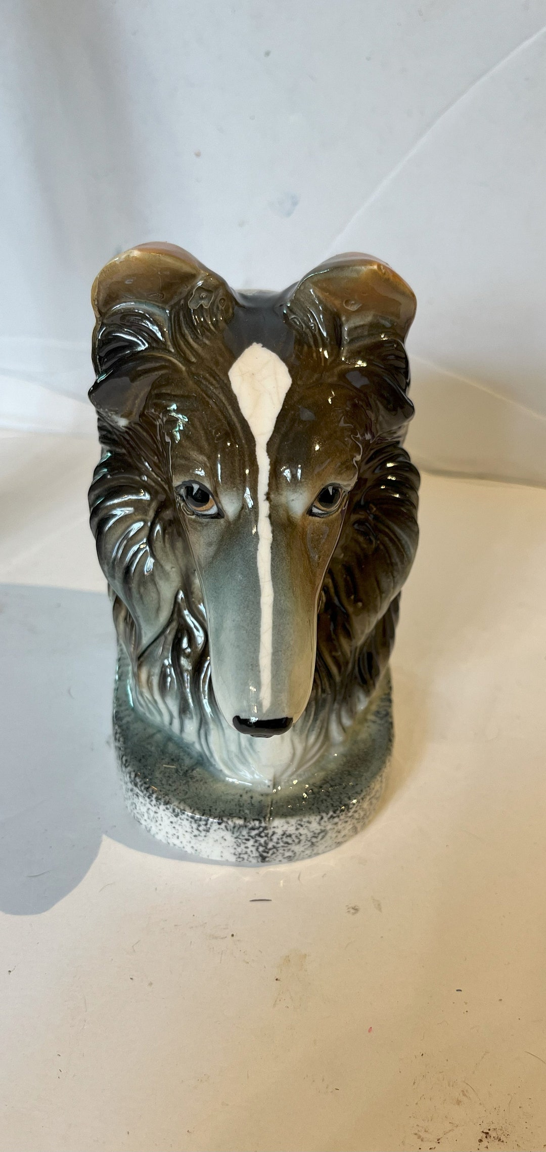Vintage Ceramic Collie Dog Head Book End free Shipping - Etsy
