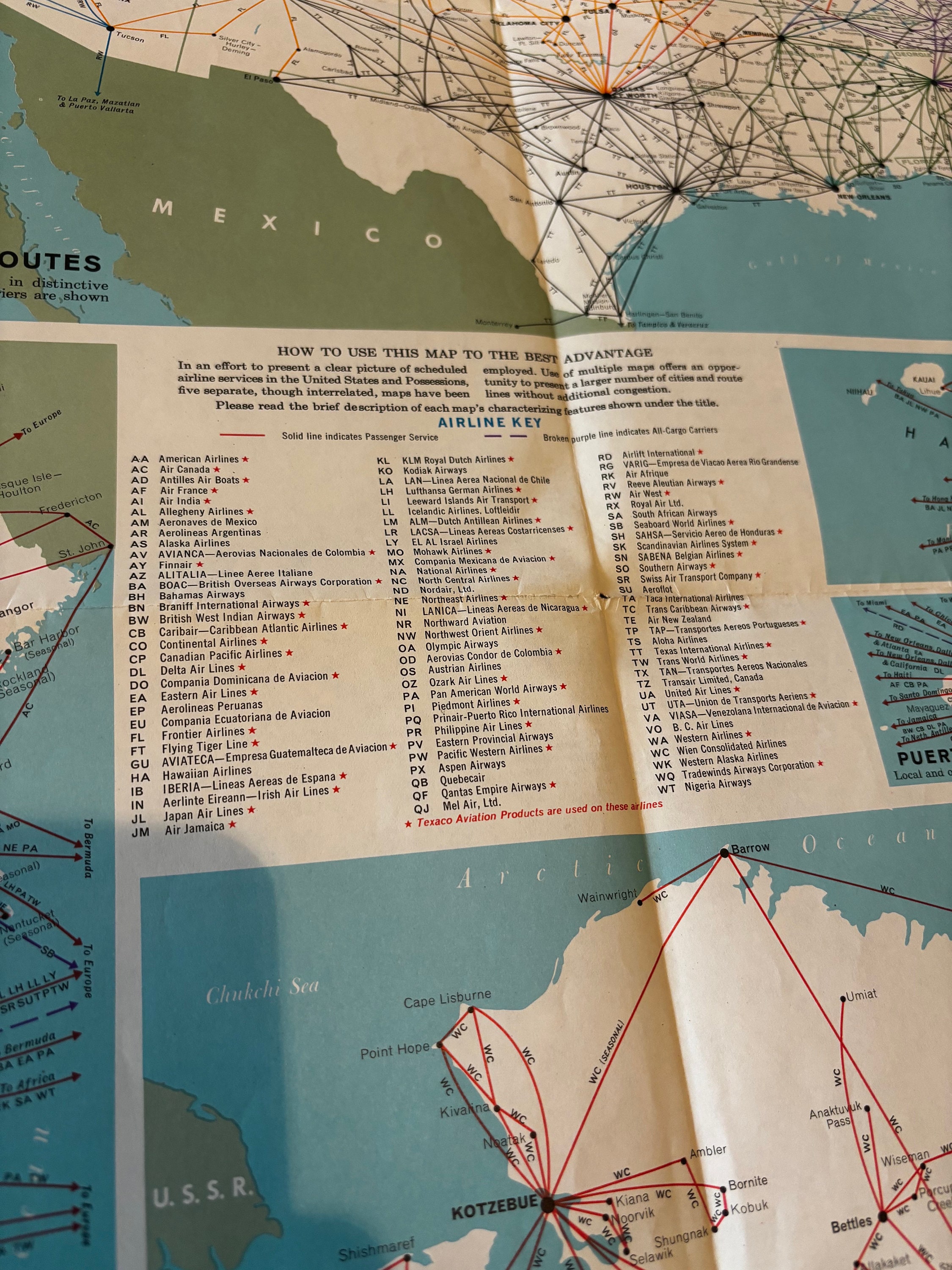 HUGE 1970 (SUPER 70s!) Texaco Airline Map - Etsy