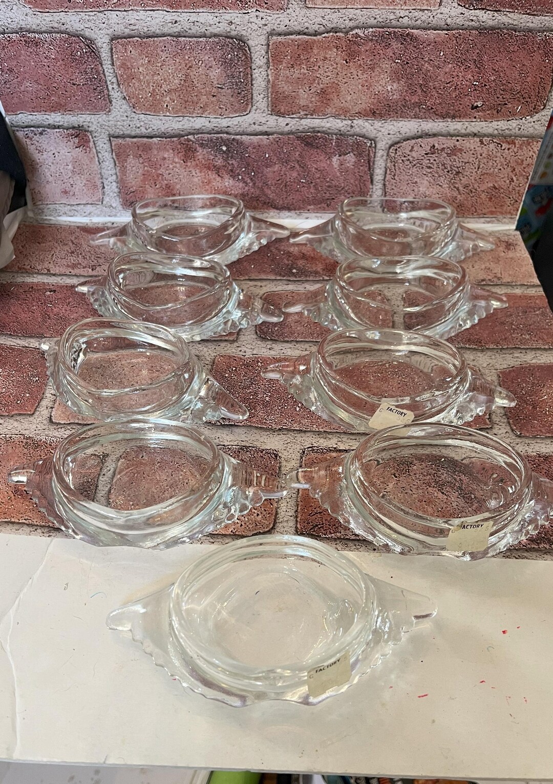 Vintage Set of 9 Clear Glass Glasbake Made in USA Crab Imperial Bake ...