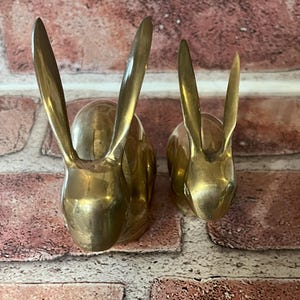 Vintage Set of Two Brass Bunnies Rabbits free Shipping - Etsy