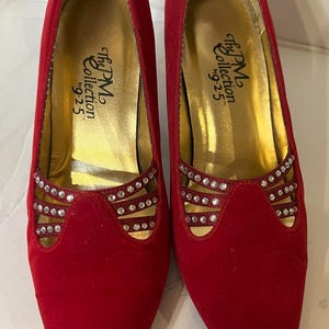 Vintage the PM Collection 925 Red Velvet High Heel Pumps With ...