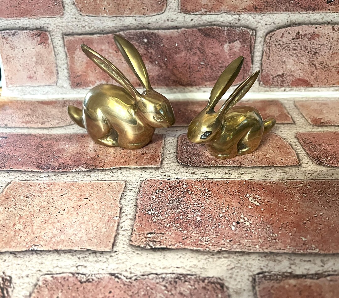 Vintage Set of Two Brass Bunnies Rabbits *free Shipping - Etsy