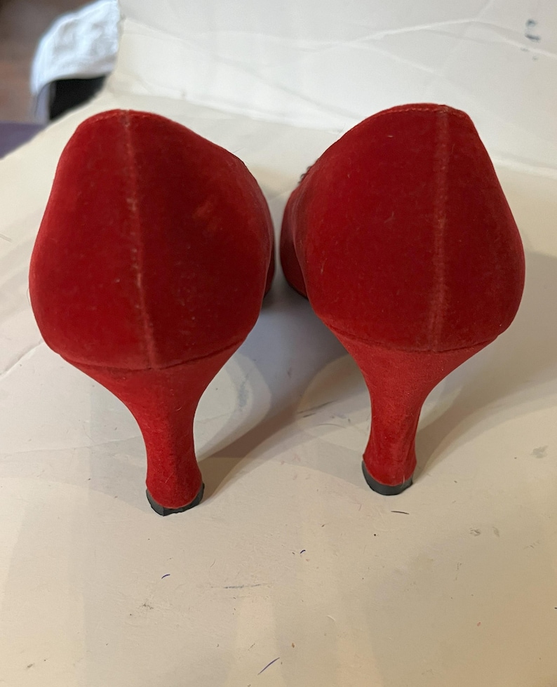 Vintage the PM Collection 925 Red Velvet High Heel Pumps With ...