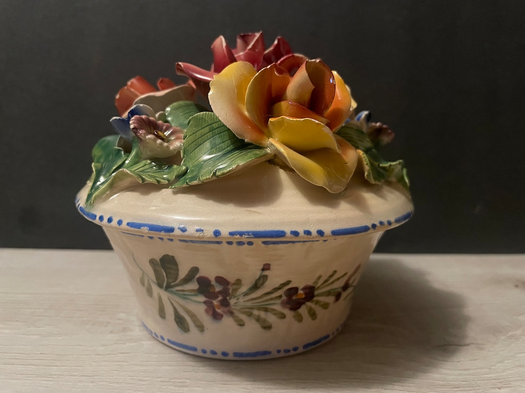 Vintage Italian Floral Capodimonte Trinket Box *free Shipping* - Etsy