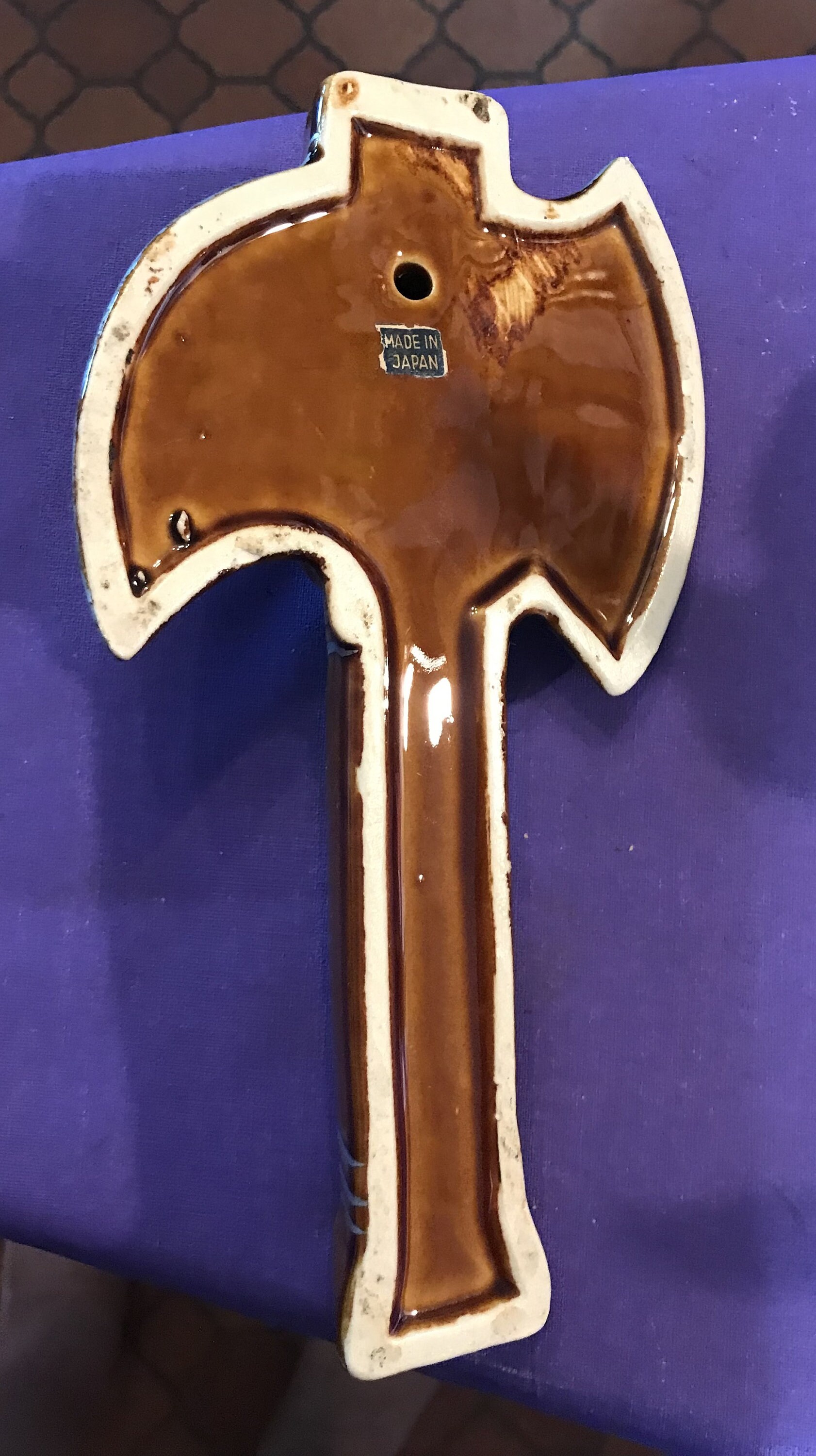 Vintage Brown Ceramic Native American Indian Tomahawk Wall Hanging Made ...