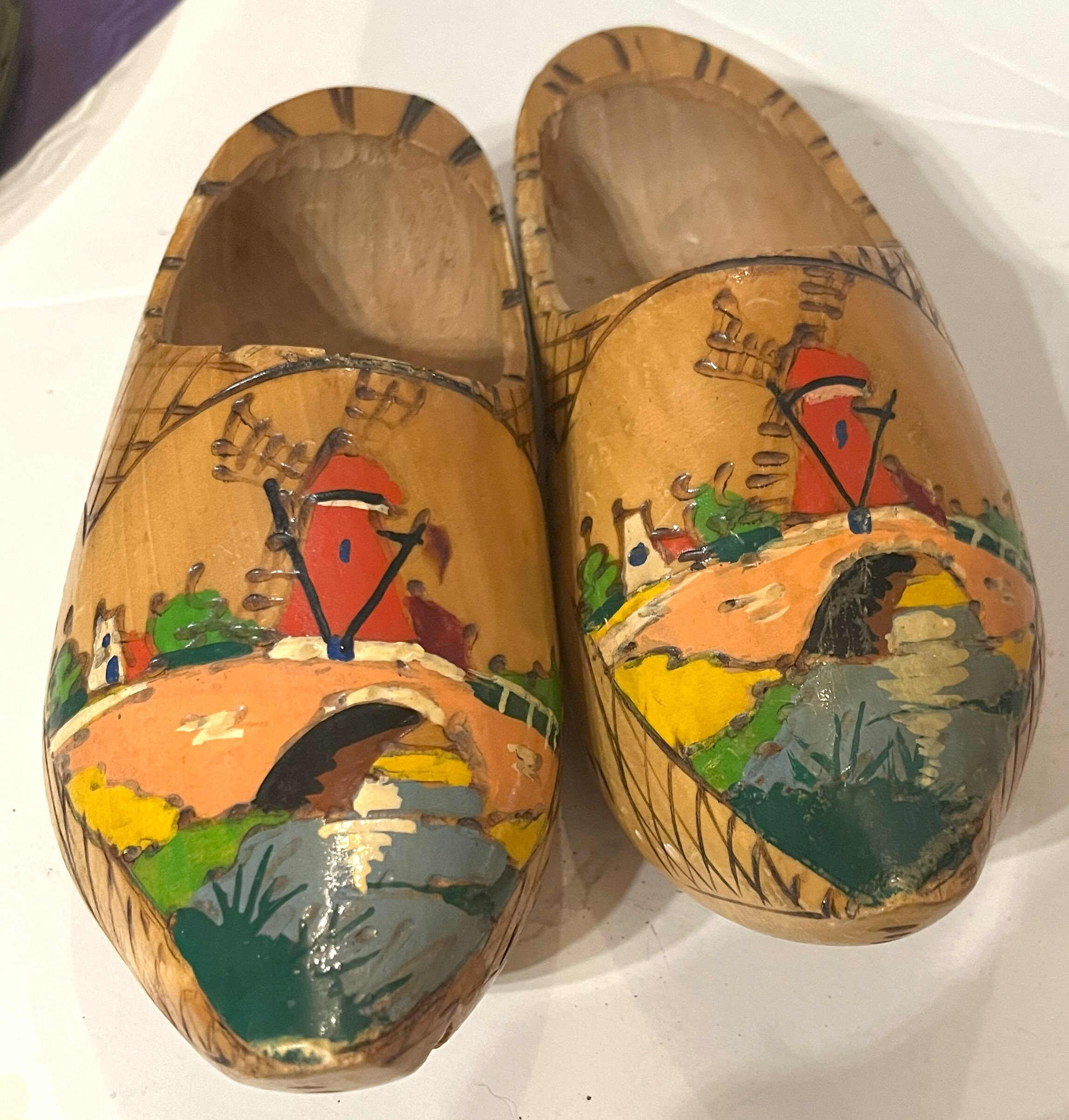 Vintage Dutch Holland Hand Carved Wooden Children's Clogs free Shipping ...