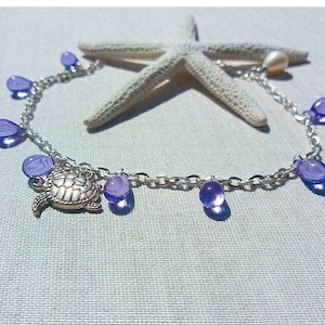 Purple Anklet Blue Ocean Anklet Summer Anklet Starfish Anklet, Beach ...
