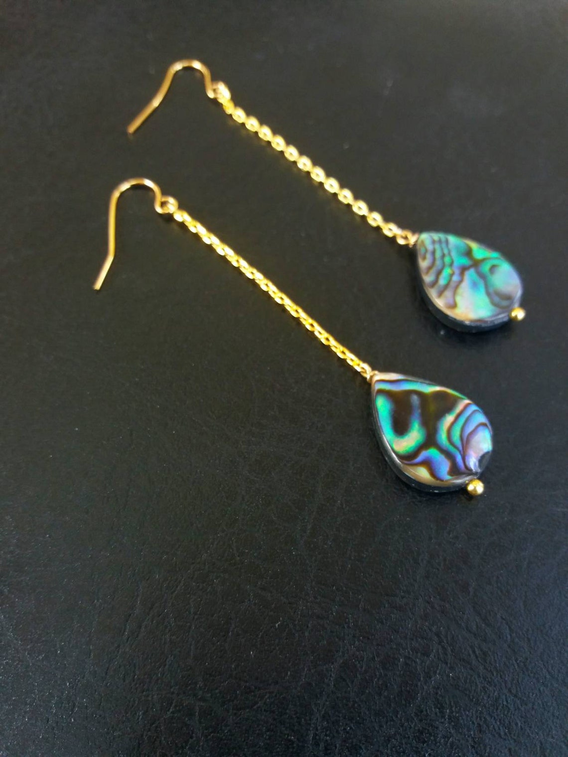 Teardrop Abalone Earrings Real Abalone Gold Filled Abalone | Etsy