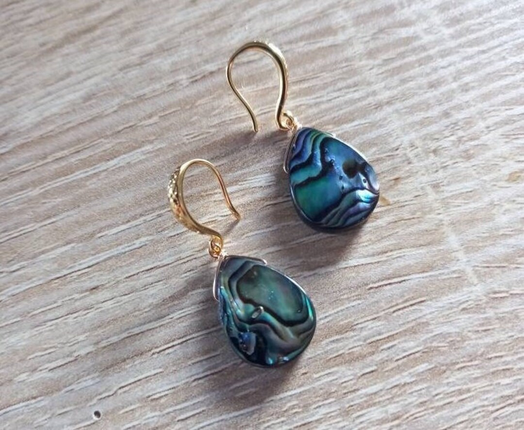 Gold Real Abalone Earrings Sterling Silver Earrings Gold Abalone ...