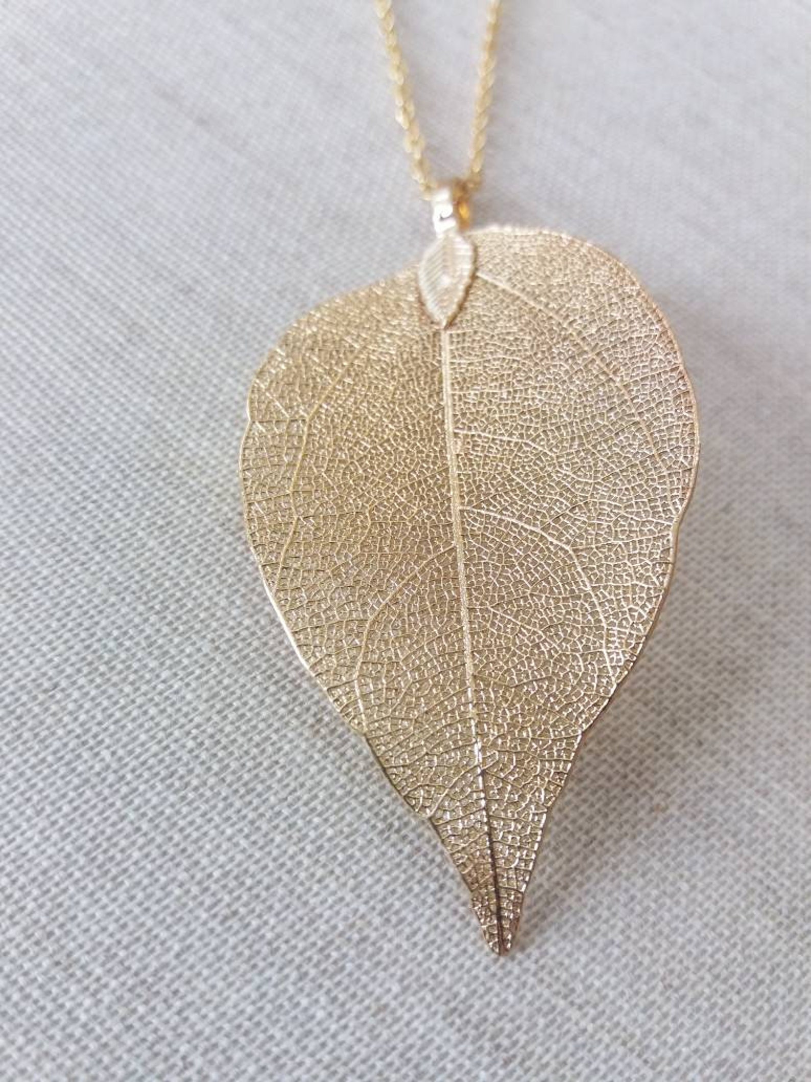 Real Leaf Necklace, 18K Gold Dipped Leaf Necklace, Real Leaf Jewelry ...