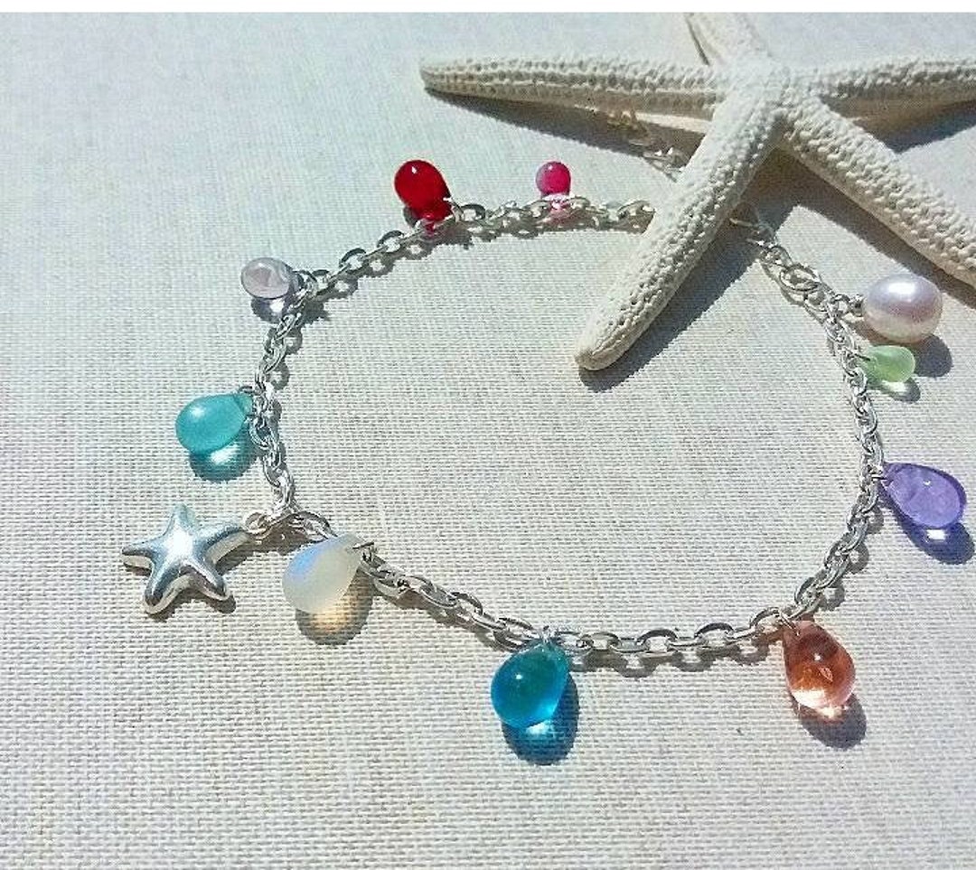 Purple Anklet Blue Ocean Anklet Summer Anklet Starfish Anklet, Beach ...