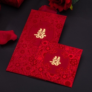 50 X Wedding Red Packet - Double Happiness With Floral Pattern ...