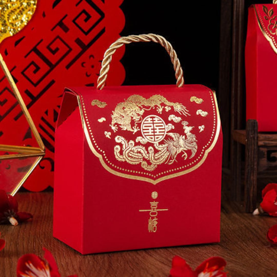 100 X Wedding Favor Box - Double Happiness With Dragon & Phoenix 2 ...