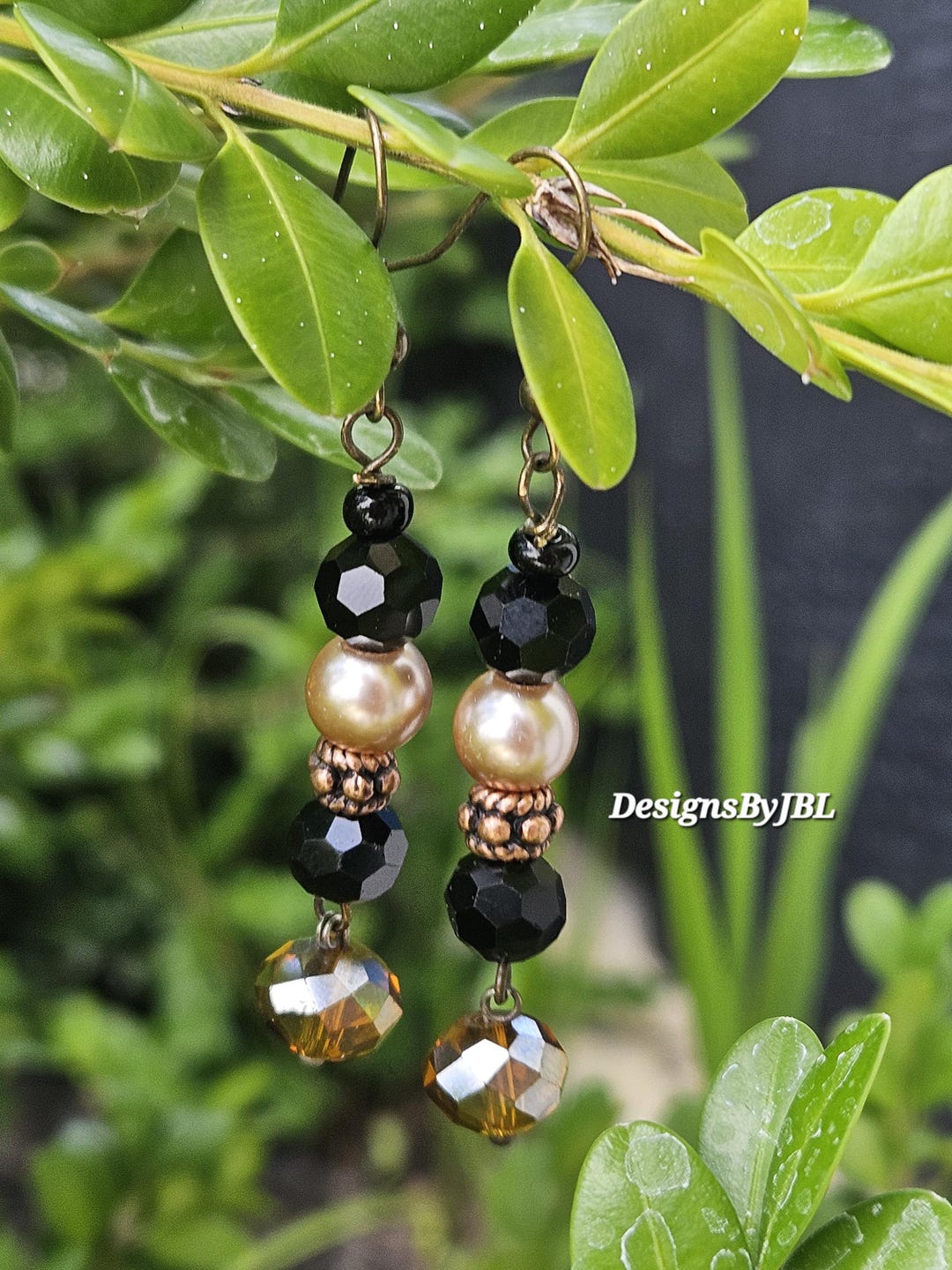 JBL44 Handcrafted by "jbl" Glass, Pearl, Bronze Elegant Evening Beaded ...