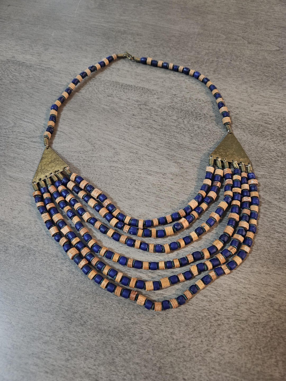 GD2148 Vintage Turkana African Bead Wood Metal Necklace BOHEMIAN ...