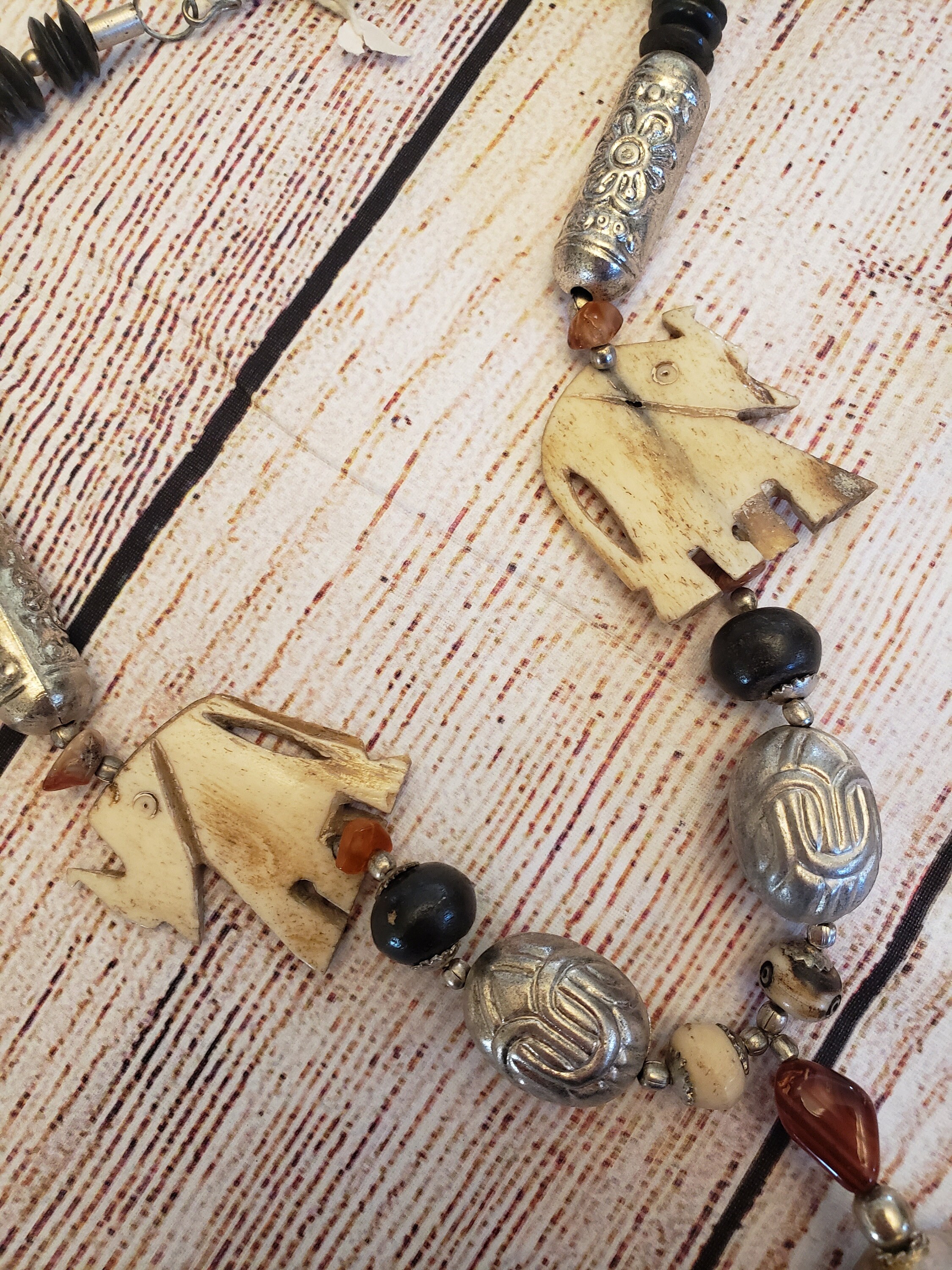 EEE3 Gorgeous Bone and Black Tribal Indian Necklace With - Etsy